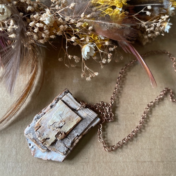 Hand Crafted | Jewelry | Natural White Birch Tree Bark Layered Crest ...